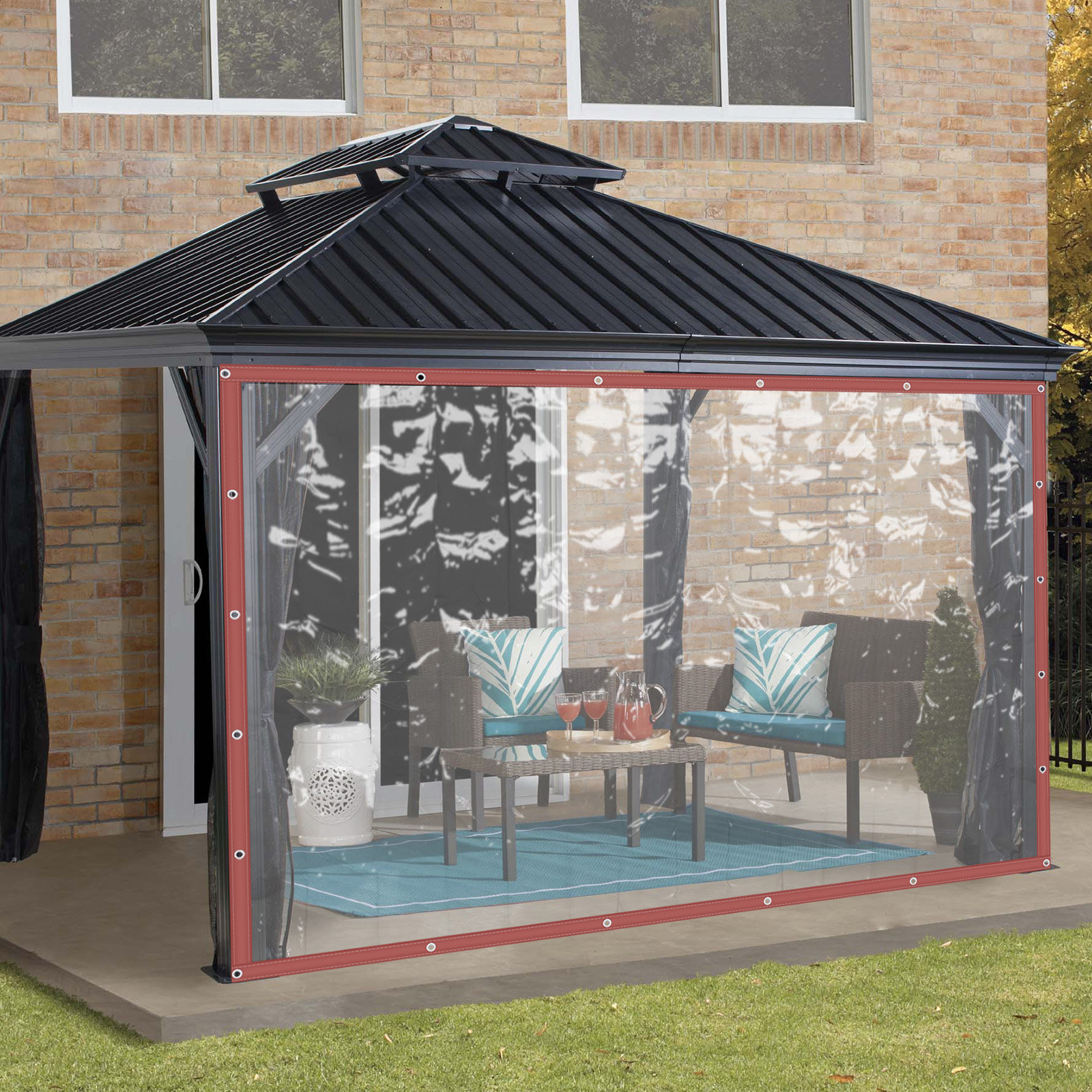 OUKANING 8 * 10FT PVC Waterproof Clear Awning for Patio, Canopies ...