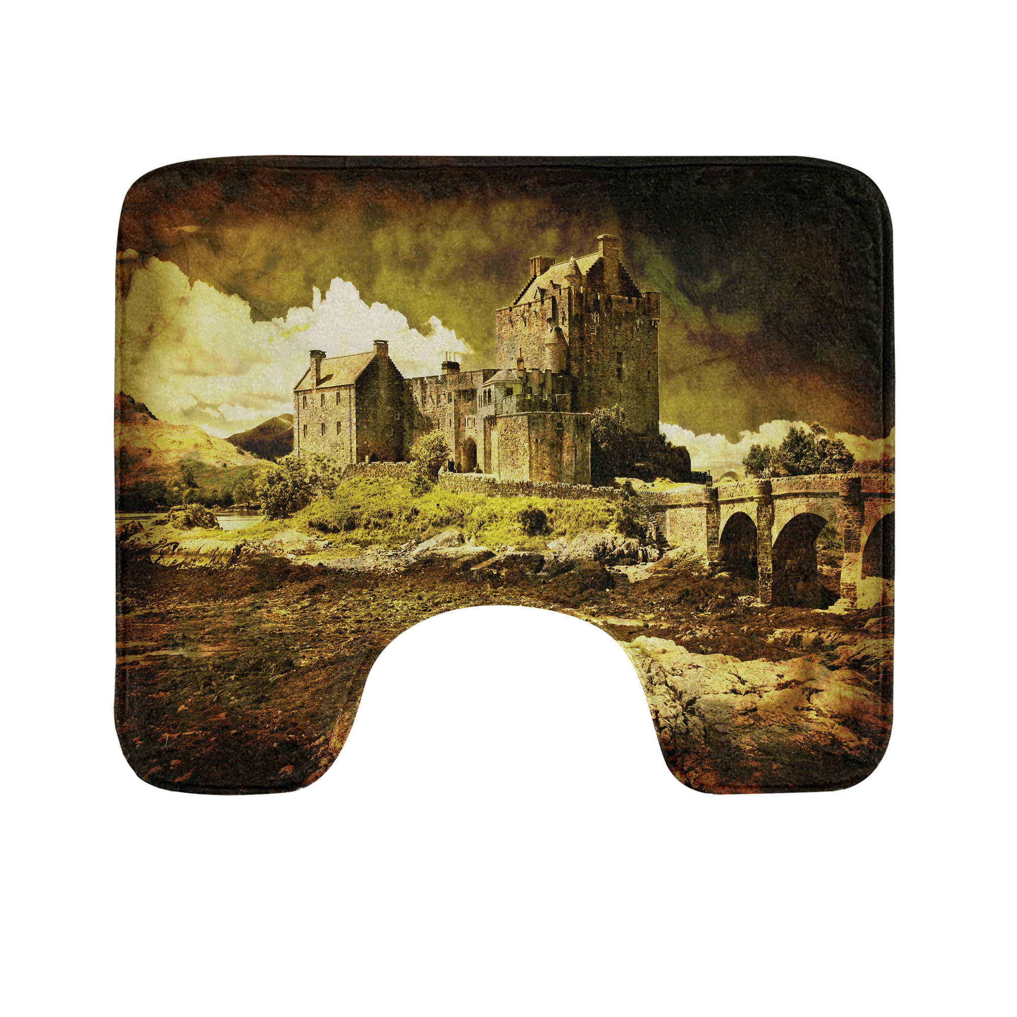 East Urban Home Medieval Toilet Mat U-Shape Bathroom Rug 20" Grey Green ...