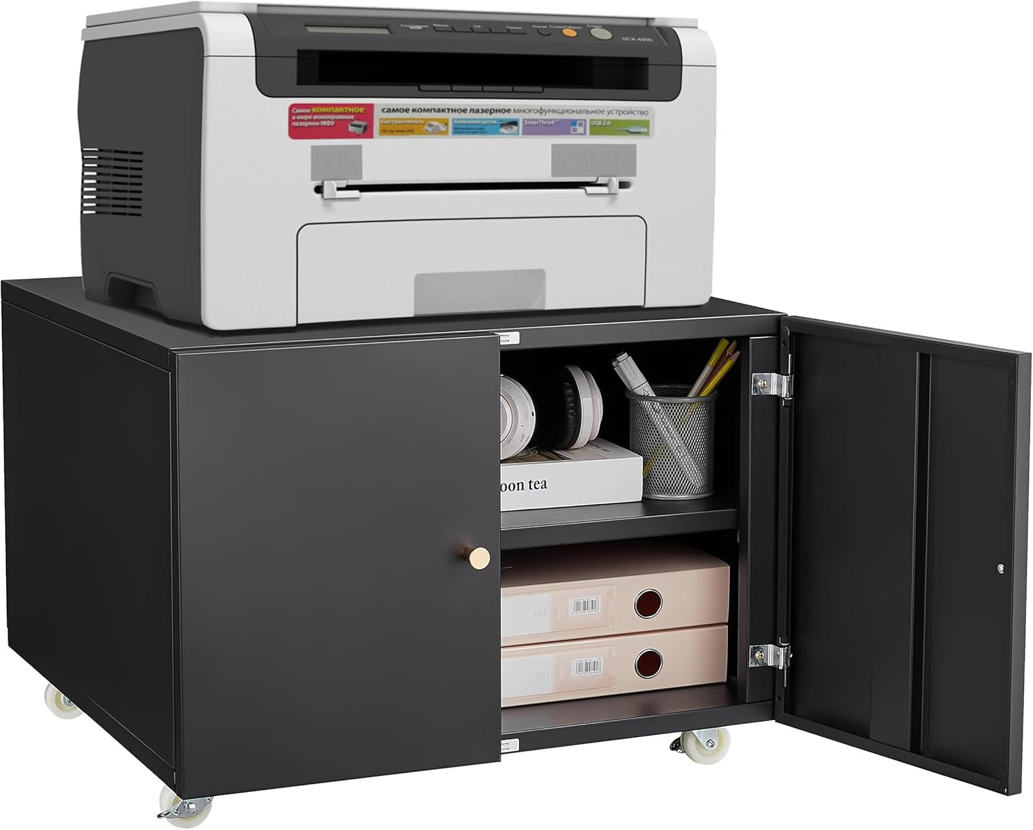 Espiron Optimum Metal Printer Stand with File Storage Cabinet, Printer ...