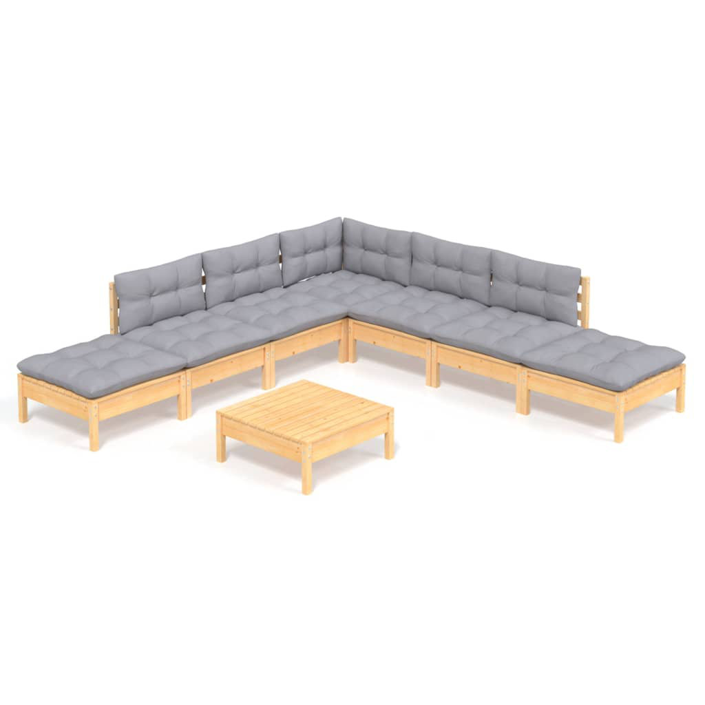 Latitude Run® Larai 8 Piece Patio Lounge Pinewood Sectional Seating Group with Cushions | Wayfair