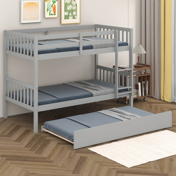 Harriet Bee Twin Over Twin Rubber Wood Bunk Bed With Trundle ...