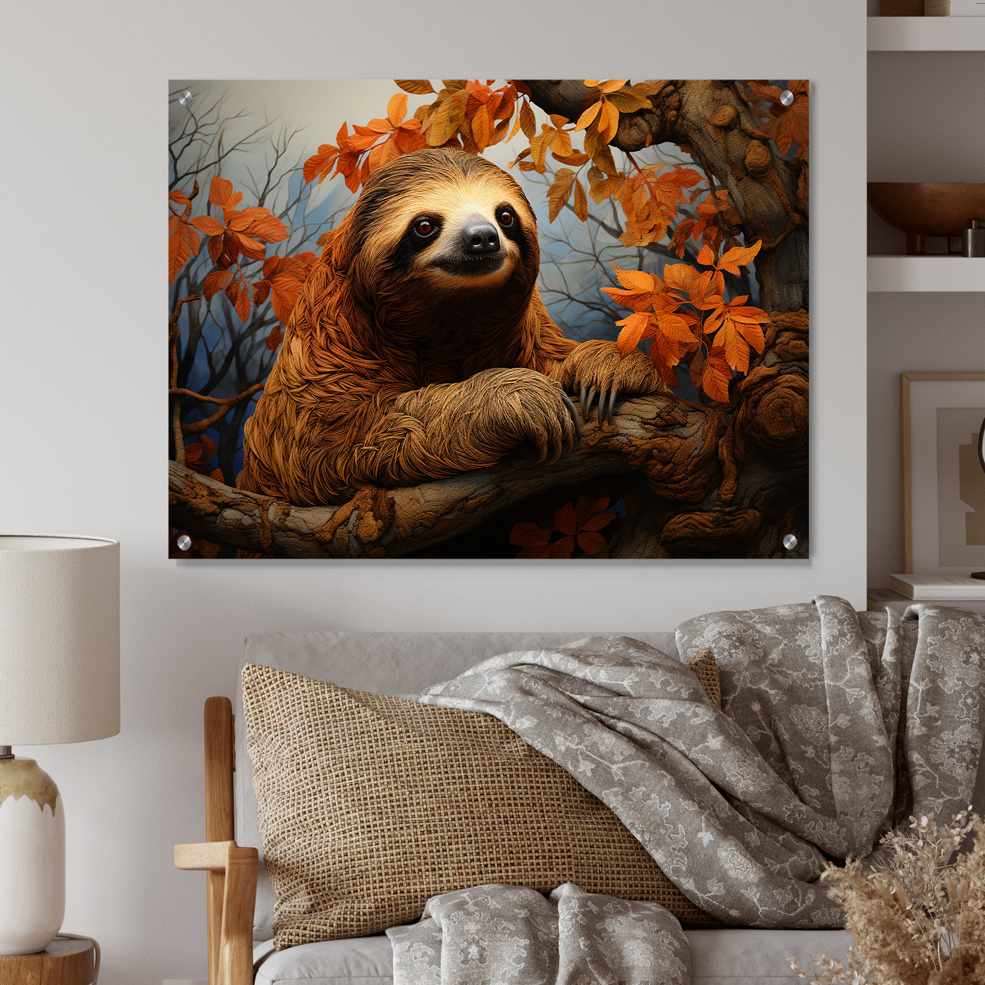 Ebern Designs Sloth On Branch Serenity I - Sloth Acrylic Wall Art Decor ...