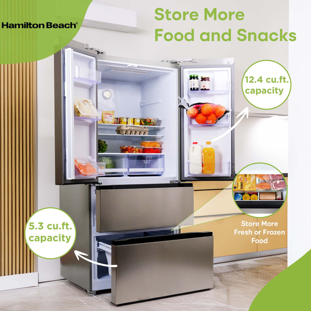 Hamilton Beach, 17.9 Cu. Ft. French Door Refrigerator, Electronic ...