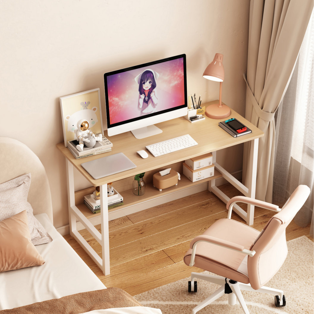 Ebern Designs Modern Home Office Computer Desk With Bookshelf And ...