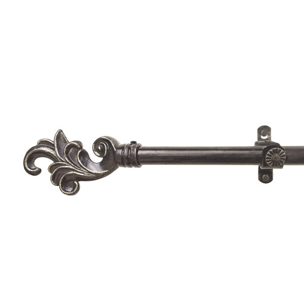 Winston Porter Reilika Metal Rod With PVC Finials Adjustable Single ...