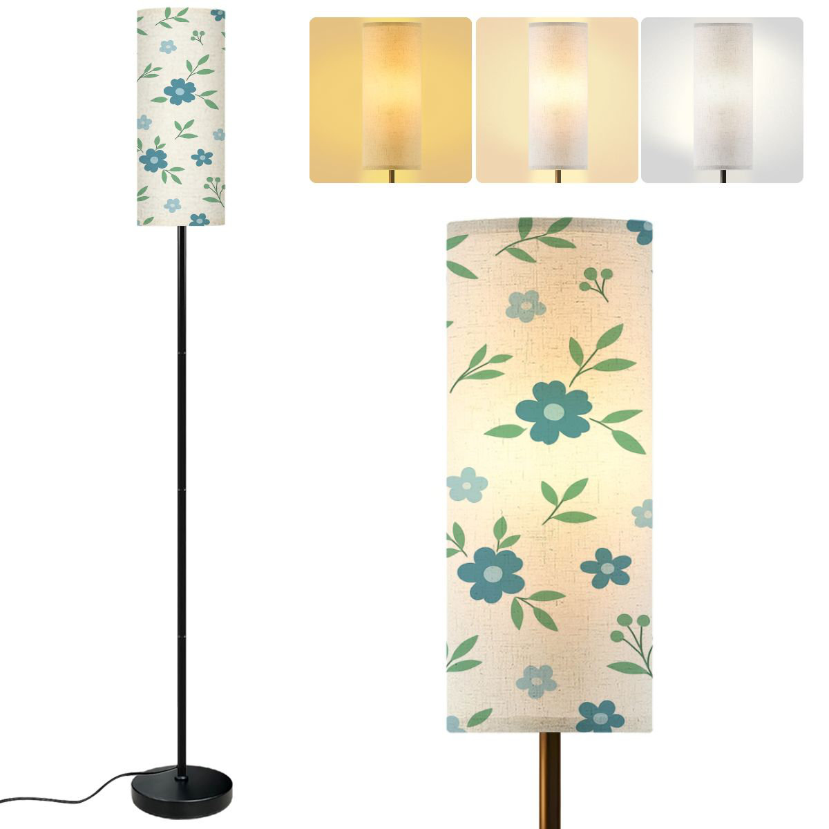 East Urban Home 68.5" Standing Floor Lamp Delicate Ditsy Chintz ...