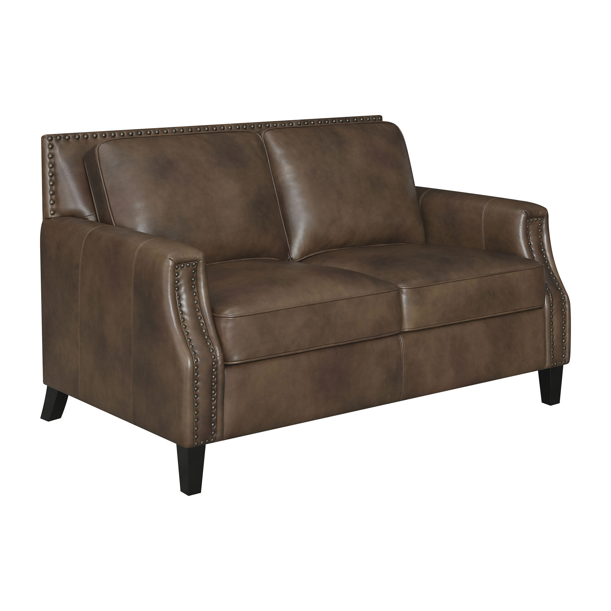 Canora Grey Gunderson Brown Sugar Upholstered Recessed Arms Loveseat ...
