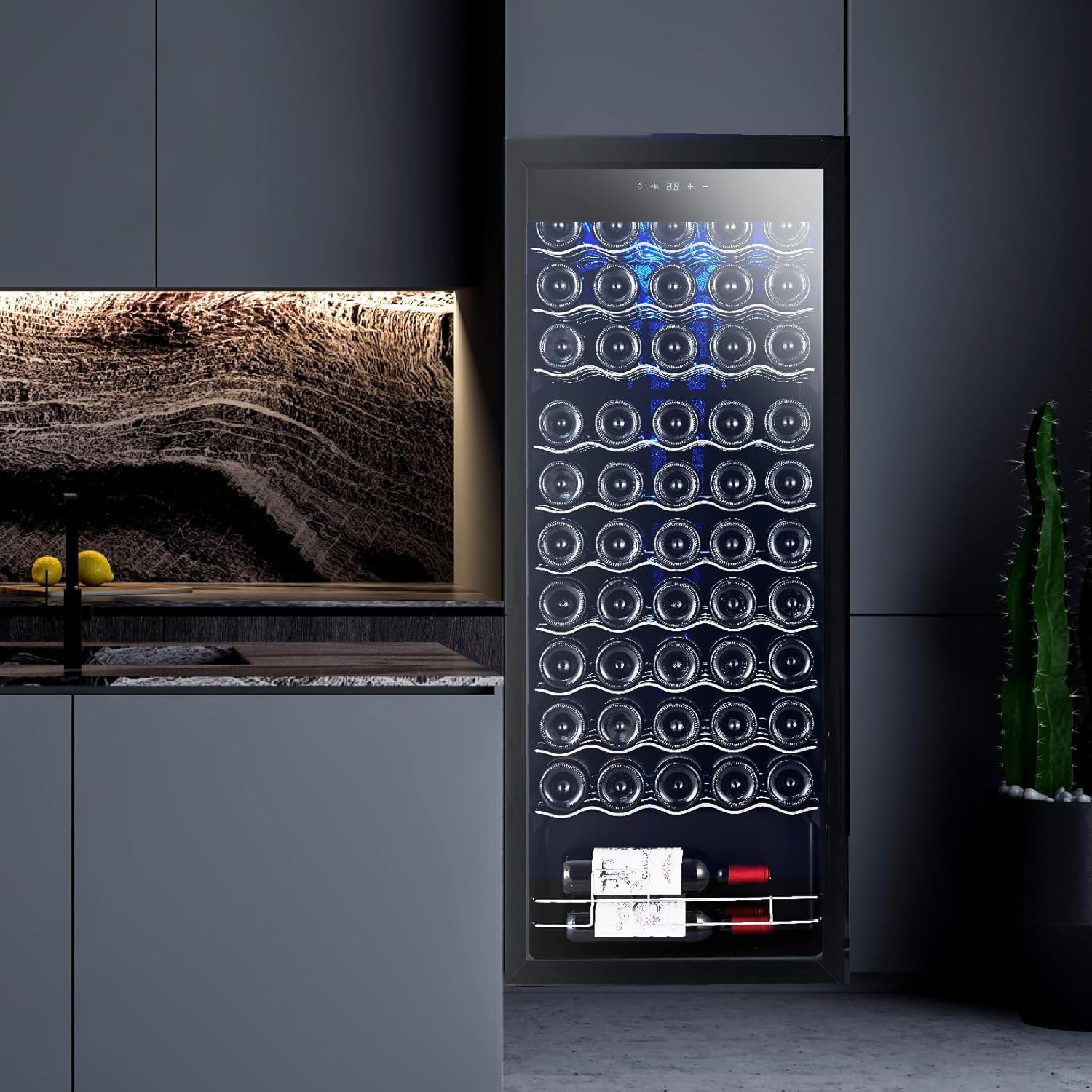 gaomon 55-Bottle Beverage Refrigerator Countertop Wine Cooler with ...