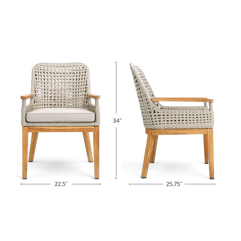 Winston August Teak & All-Weather Weave Patio Dining Chairs | Wayfair