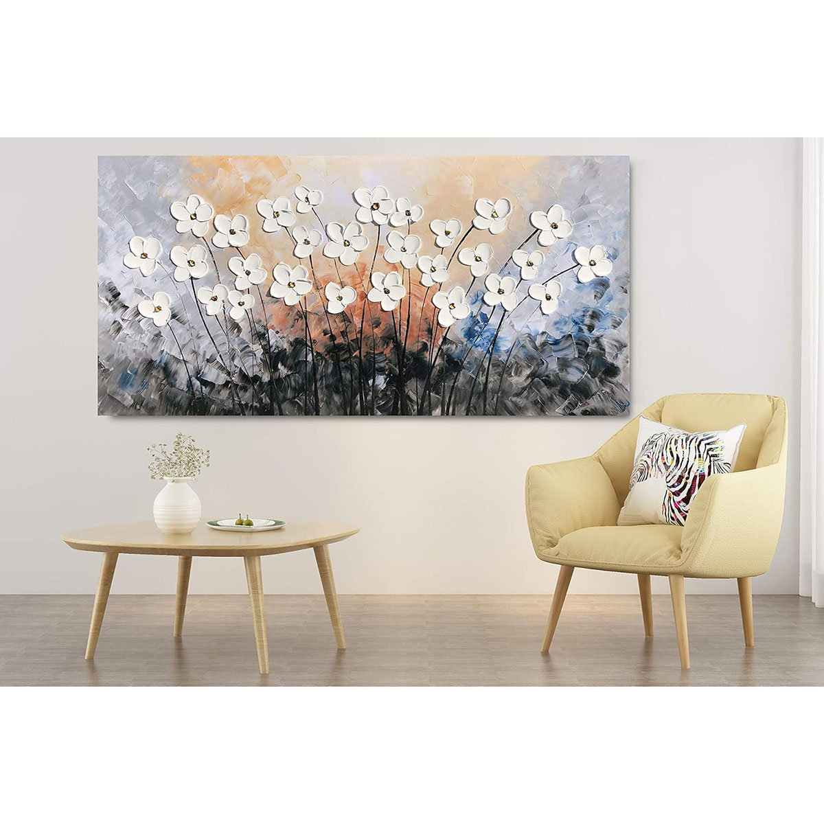 Latitude Run® Flower Canvas Wall Art With 3D Hand Painted Textured ...
