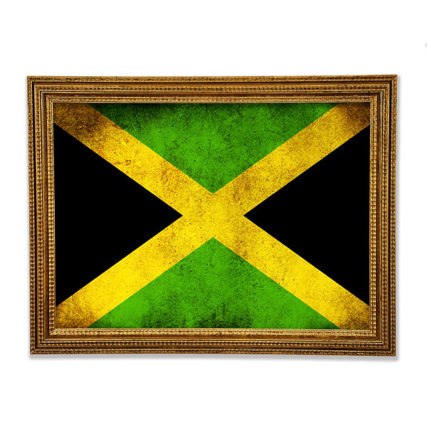Williston Forge Jamaican Grunge Flag - Single Picture Frame Print ...