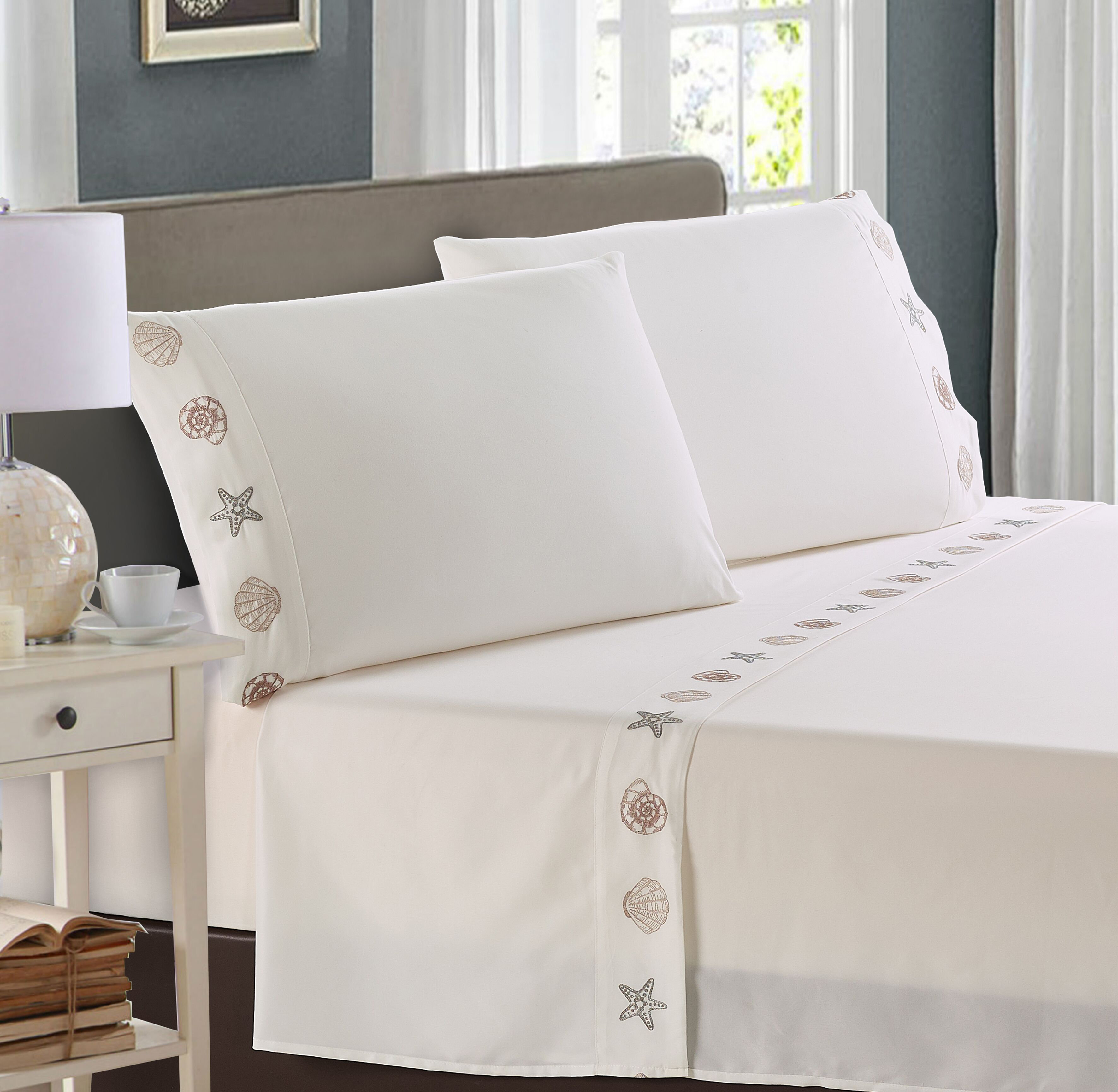 Rosecliff Heights Armiead Embroidered Microfiber Sheet Set & Reviews ...