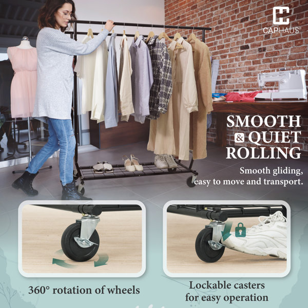 Rebrilliant CAPHAUS Heavy Duty 660LBS Capacity Rolling Clothes Rack ...