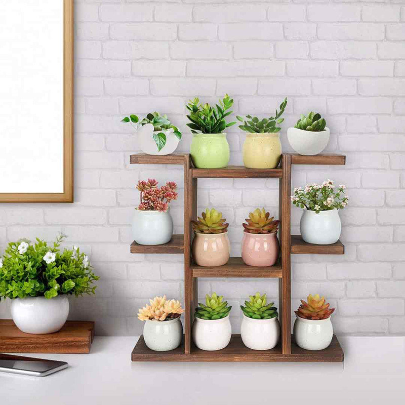 Arlmont & Co. Wood Desktop Plant Stand Indoor Small Windowsill Flower ...
