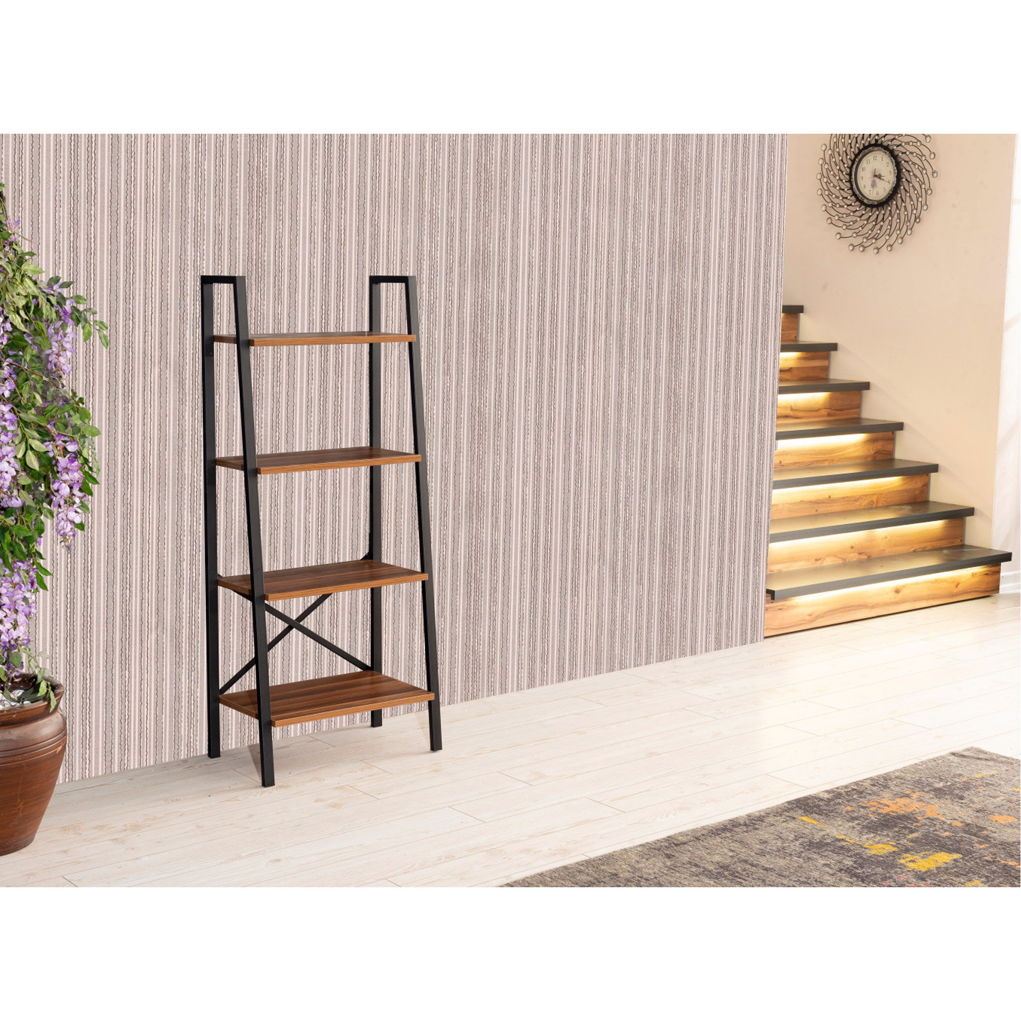 Latitude Run® 5 Tier Modern Ladder Bookshelf Organizers, Metal Frame ...