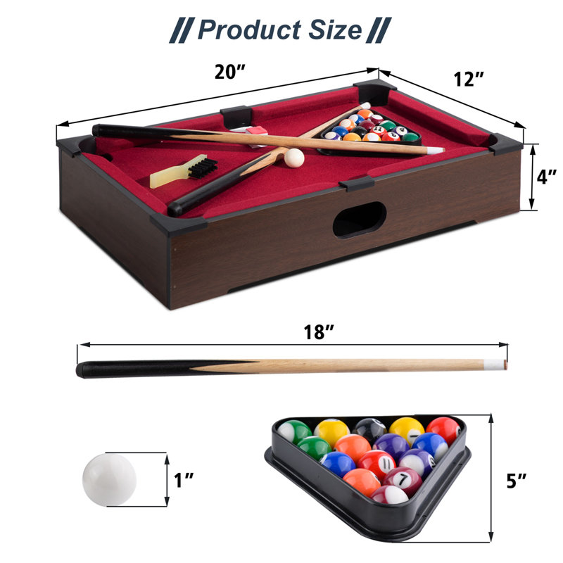 RayChee 20" Table Top Pool Table, Tabletop Portable Billiards Game ...
