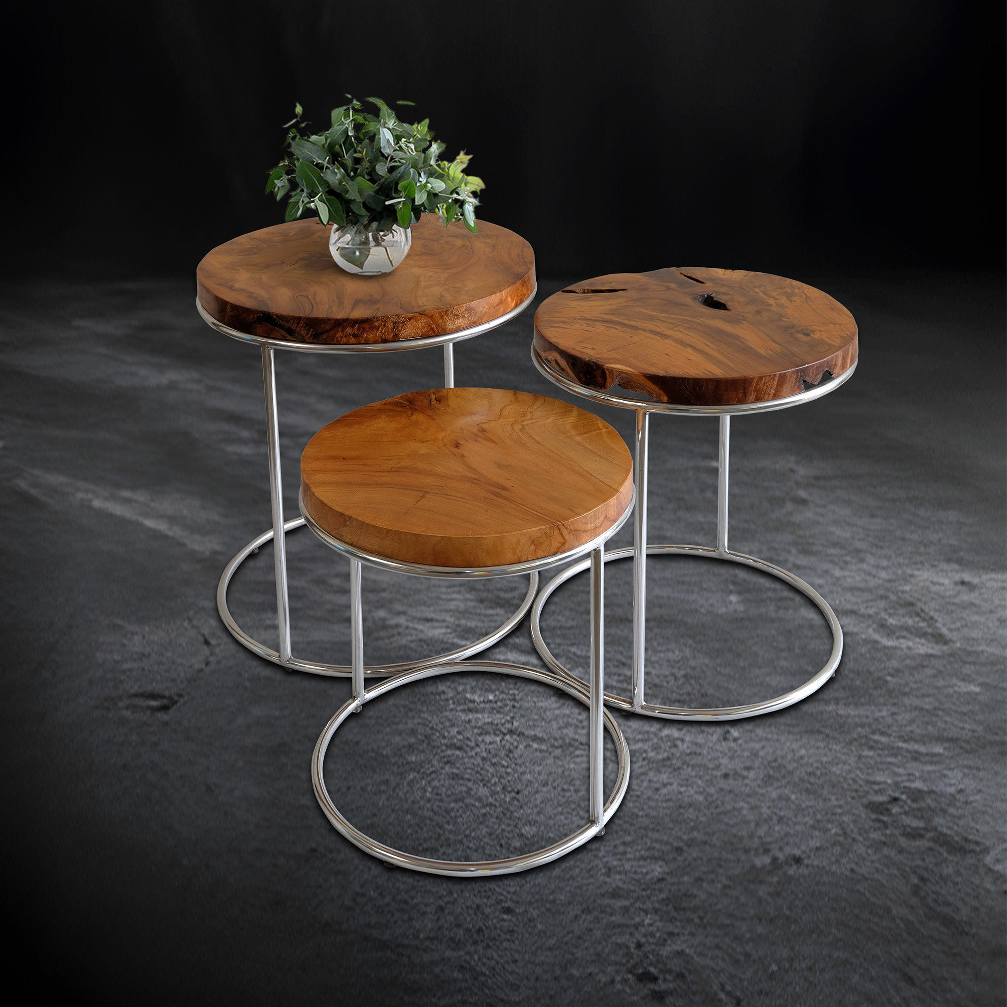 Loon Peak® Cheray Solid Wood Frame Nesting Tables End Table | Wayfair