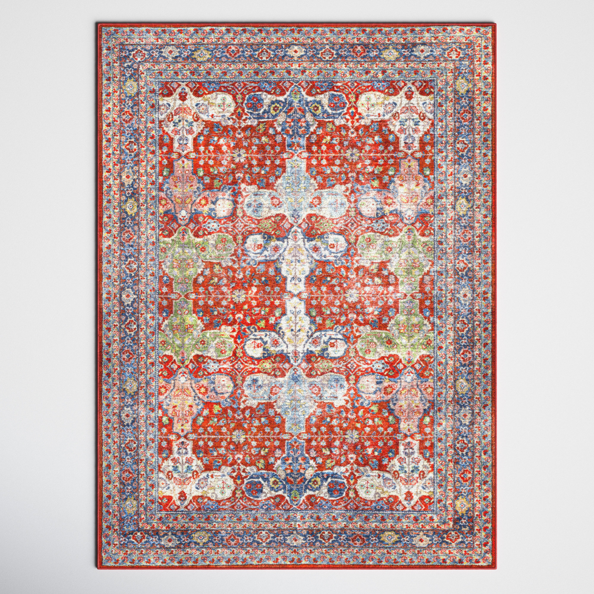 Joss & Main Emmie Oriental Red/Navy Area Rug "& Reviews" | Wayfair
