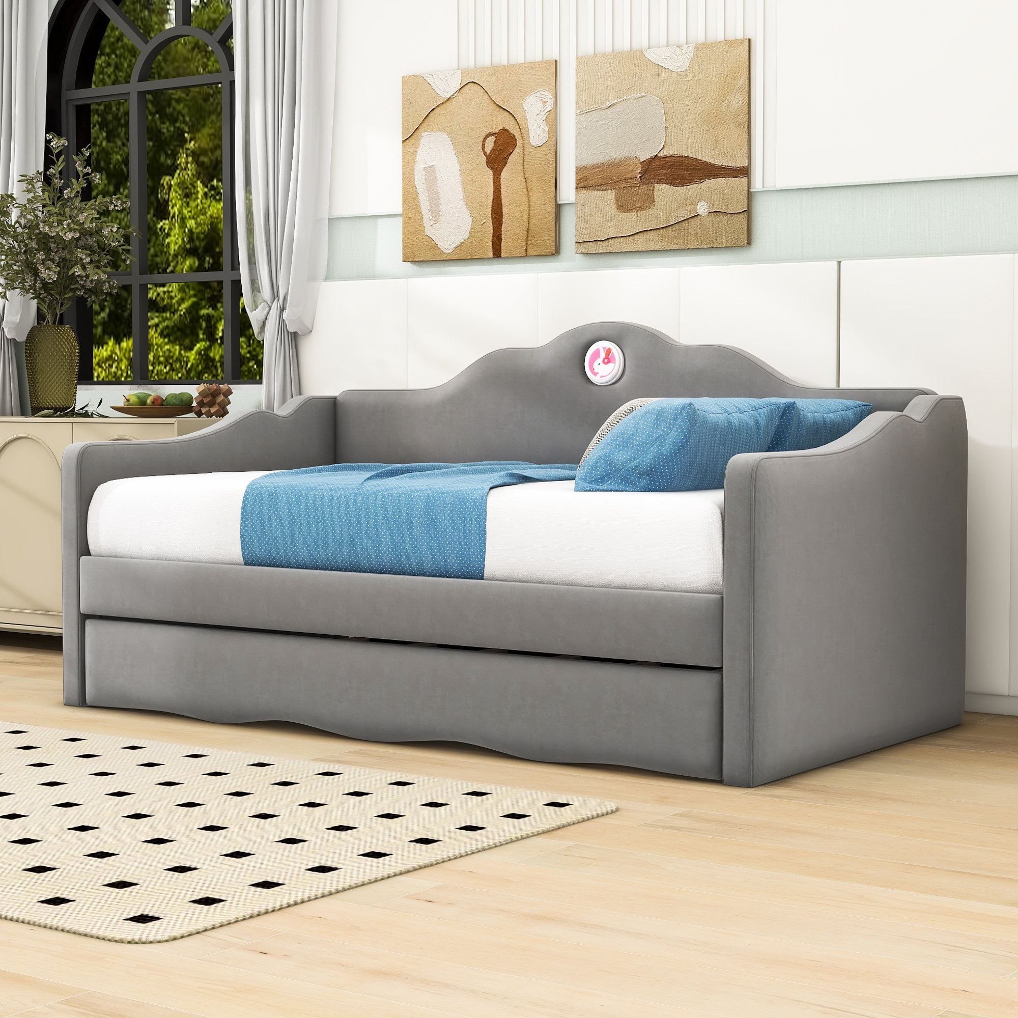 Lark Manor™ Deilyn Twin Size Upholstered Daybed with Twin Trundle | Wayfair