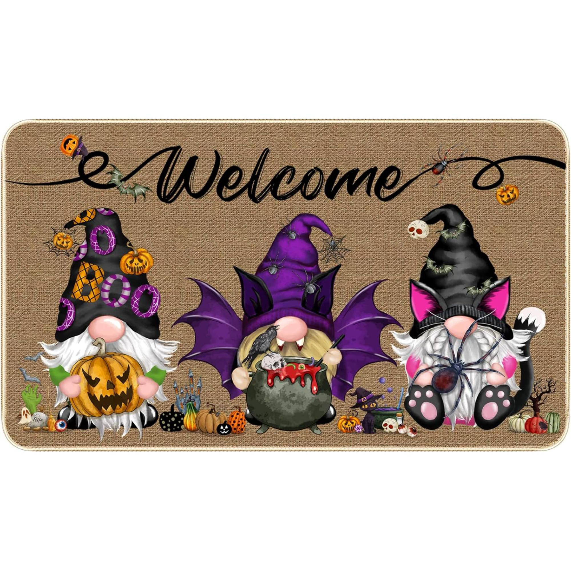 The Holiday Aisle® Halloween Gnome Doormat Holiday Decoration Welcome ...