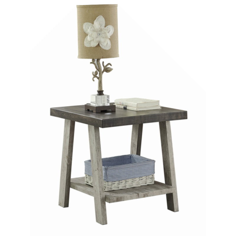 WANDINGT Contemporary Two-Tone Wood Shelf End Table | Wayfair