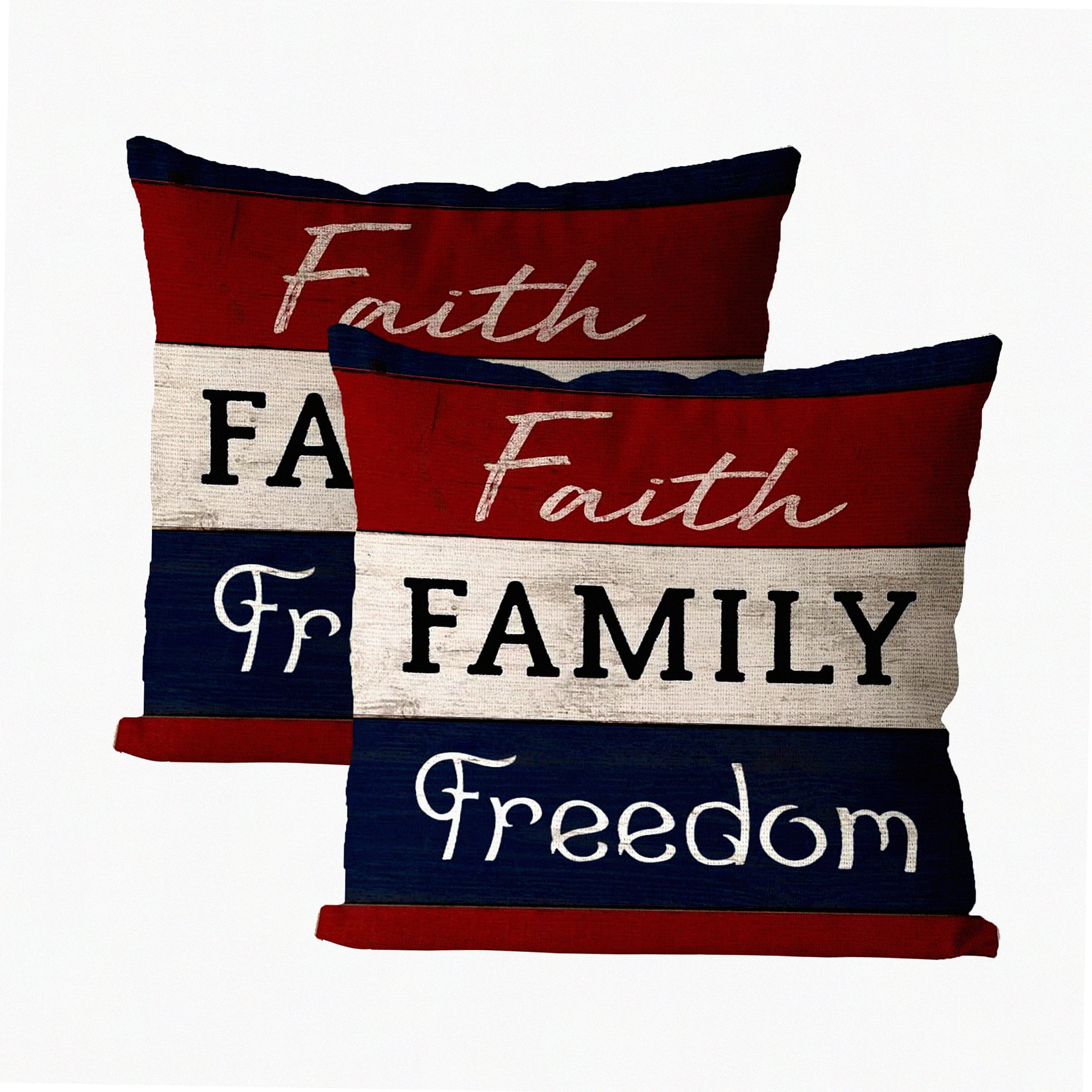 BRBCA Patriotic Faith Family Freedom Pillow Covers - Set of 2 ...
