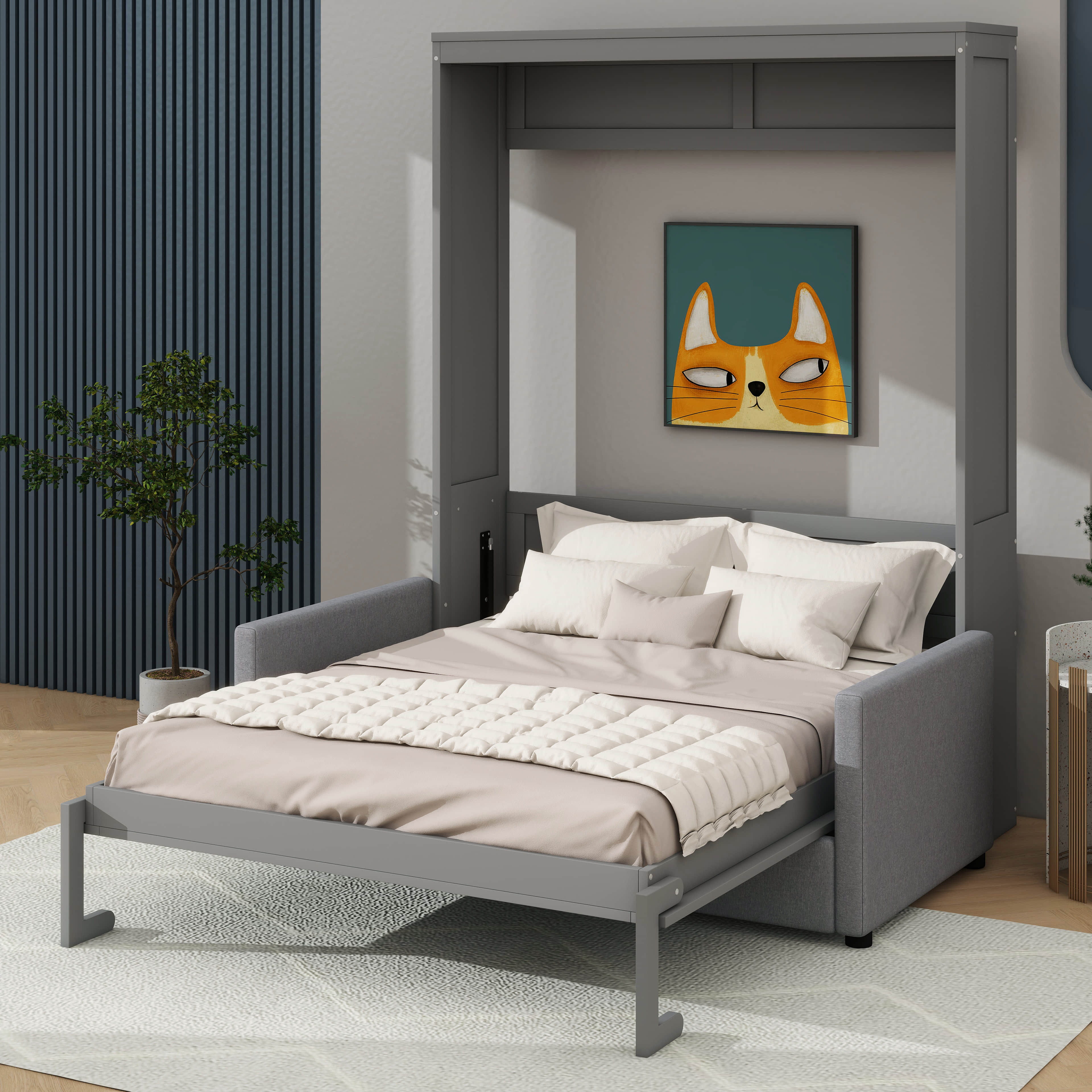 Red Barrel Studio® Queen-Sized Murphy Bed With Wall-Mounted Design And ...