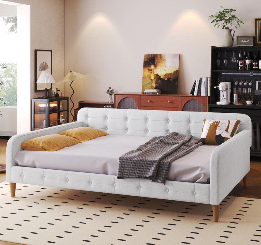 Lark Manor™ Plush Full Upholstered Daybed with 4 Sturdy Support Legs ...