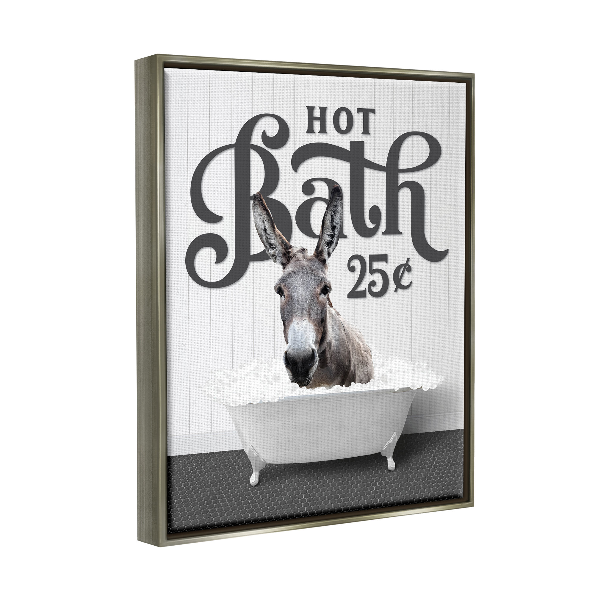 Trinx Vintage Hot Bath Donkey Framed Floater Canvas Wall Art Design By ...