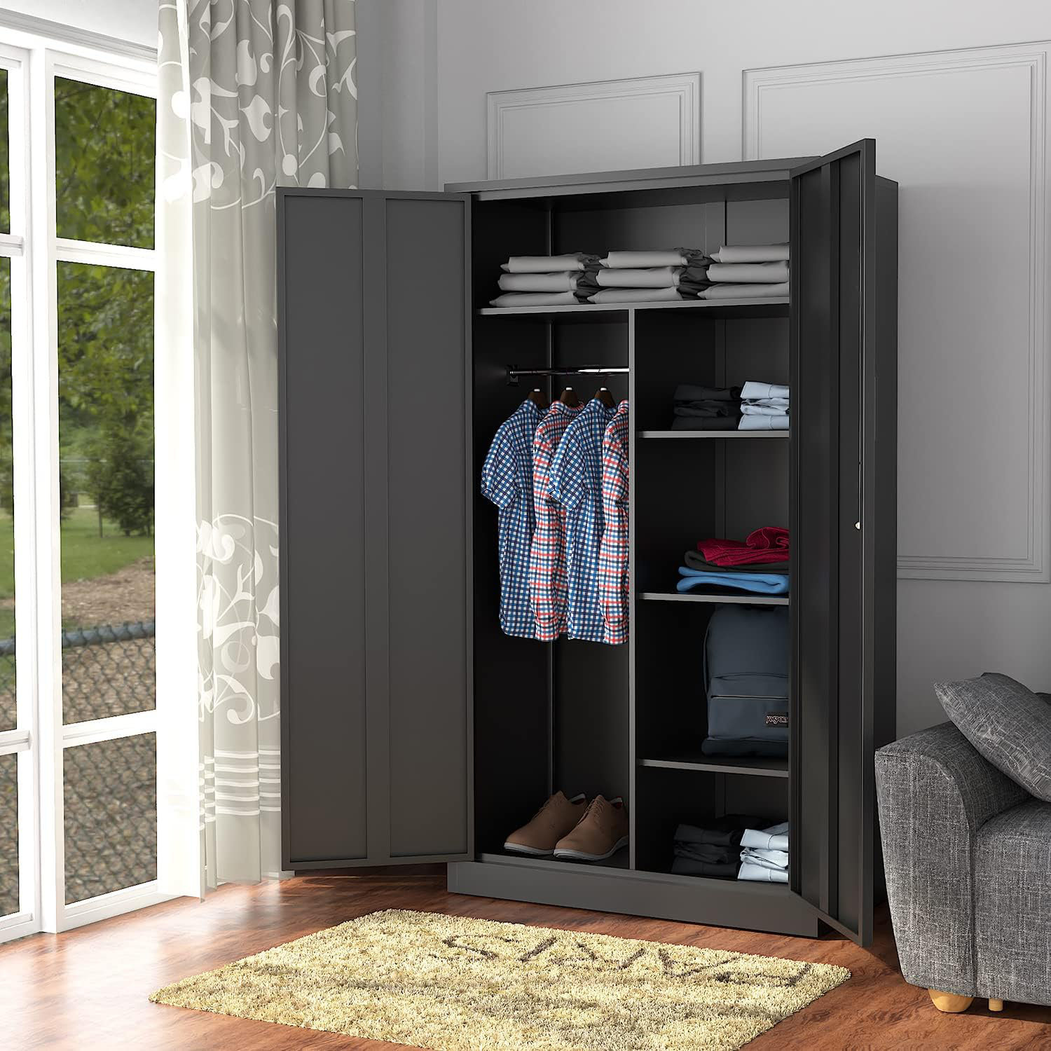 Latitude Run® Metal Locker with Lock, 72'' Clothes Jacket Steel Storage ...