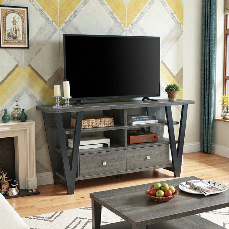 Latitude Run® 30-inch Tall Engineered Wood TV Stand with 2 Drawers & 2 ...
