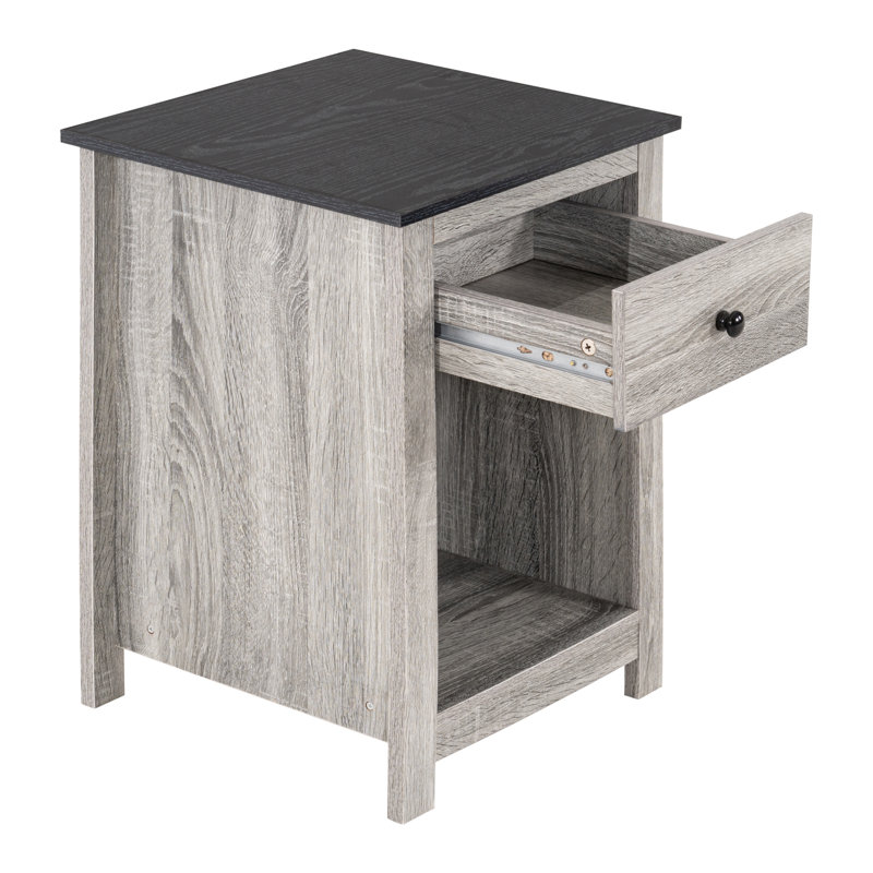 Hokku Designs Dao 2 Tier End Table with Drawer and Storage Cabinet ...