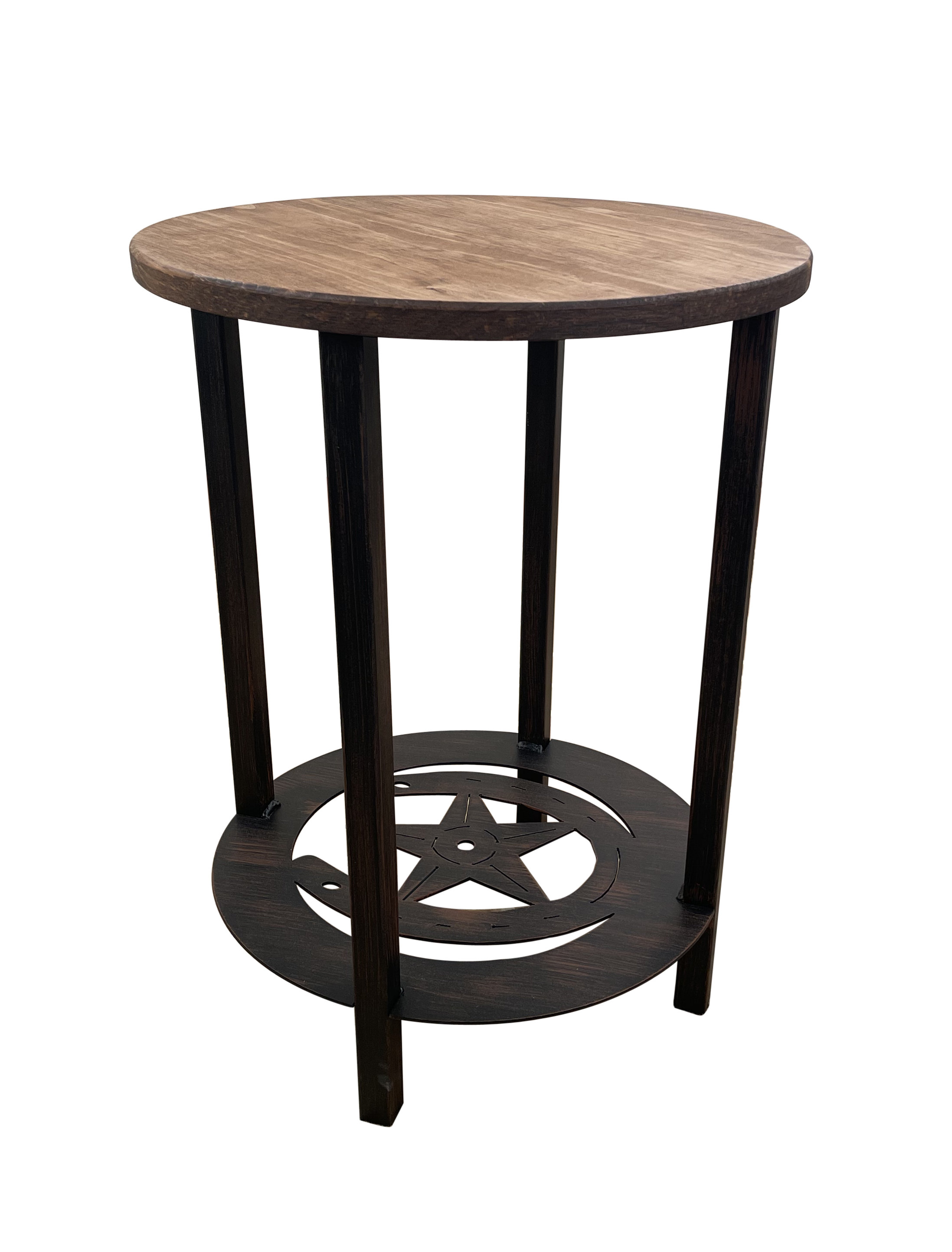 Union Rustic Burnt Sienna/Stain Round 17" End Table With Horseshe/Star ...