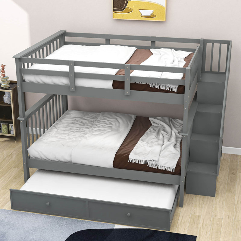 Harriet Bee Doresha Wooden Bunk Bed With Trundle & Reviews | Wayfair