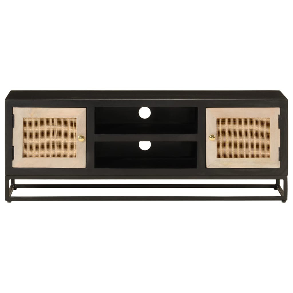 vidaXL TV Cabinet Black Solid mango wood, Iron TV Cabinet Rectangular ...