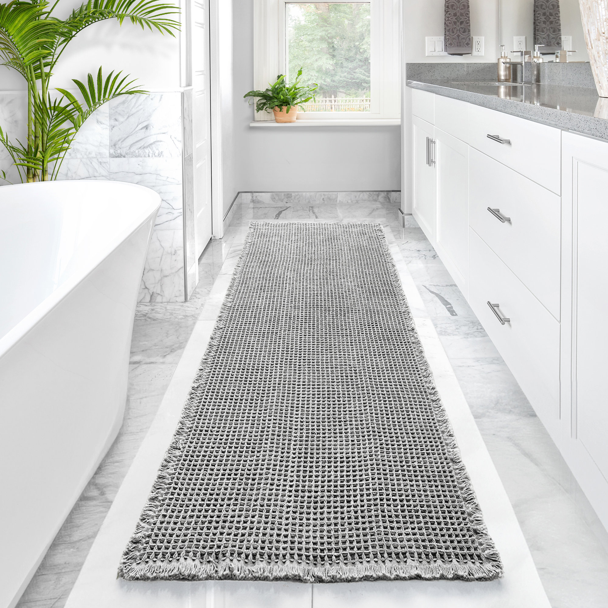 Ebern Designs Upgraded Waffle Super Absorbent Non Slip Bath Rugs with ...