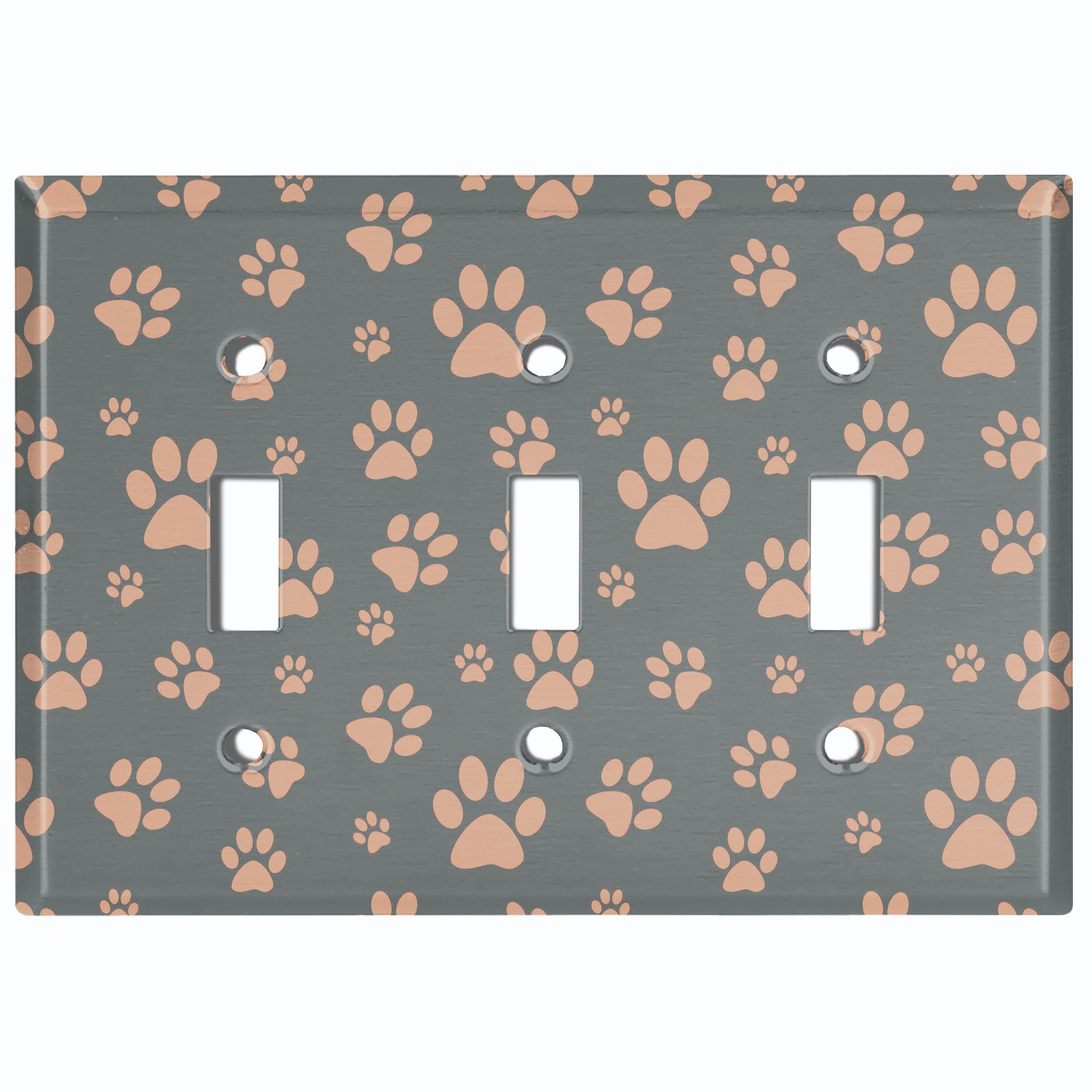 WorldAcc Metal Light Switch Plate Outlet Cover (Brown Dog Paw Prints ...