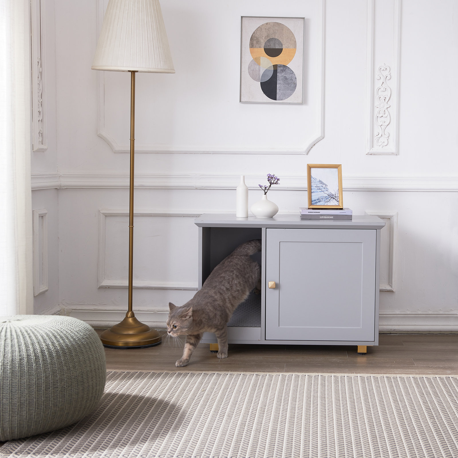 Tucker Murphy Pet™ 32‘’ Light Gray Modern Cat Litter Box Enclosure ...