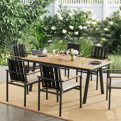 Latitude Run® Dovenby Patio Aluminum 6 Person Dining Table | Wayfair
