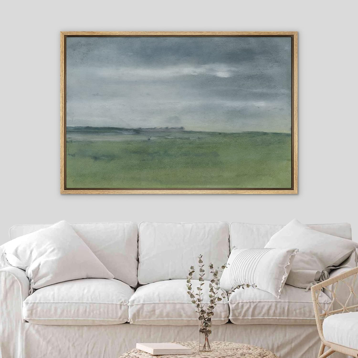 IDEA4WALL Minimal Landscape Green Watercolor Pastel Hill Landscape ...