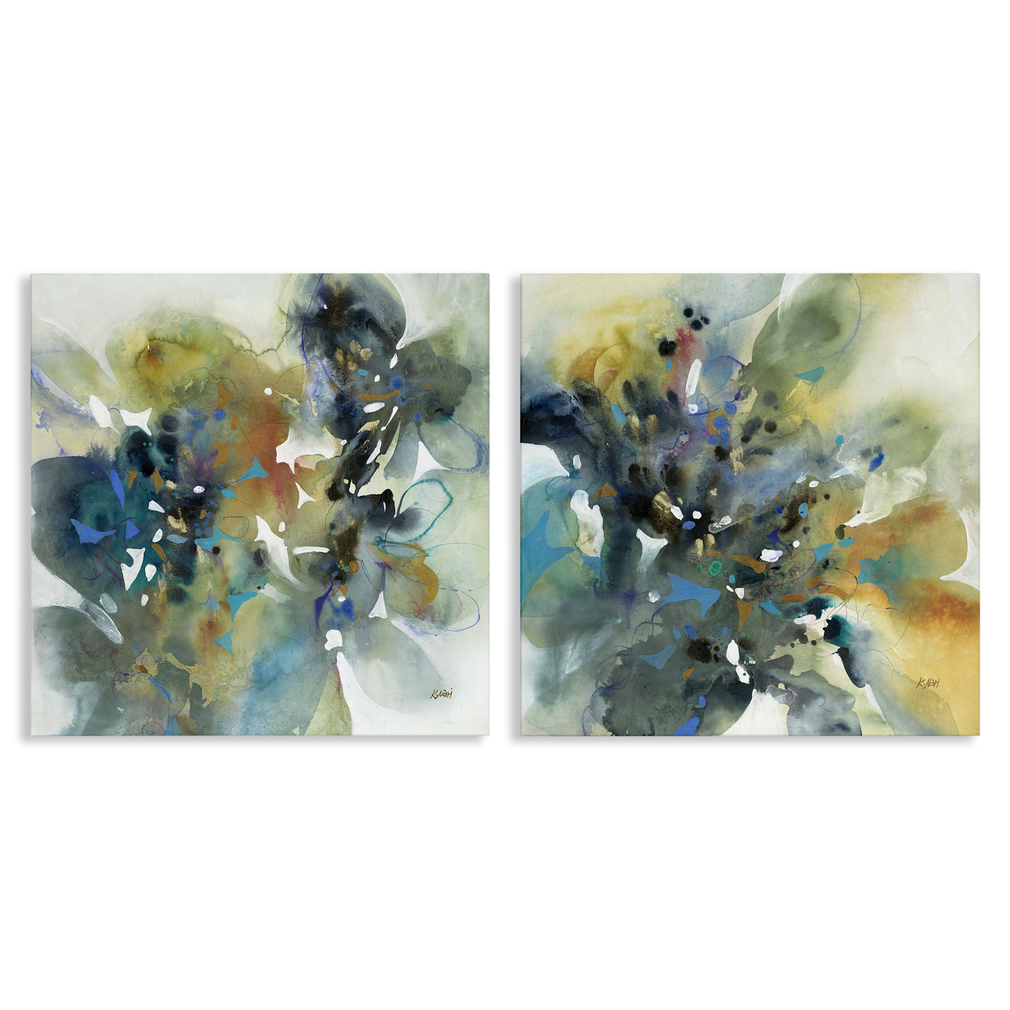 Wrought Studio™ Layered Faded Abstracts 2 PC Canvas Wall Art Set by K ...
