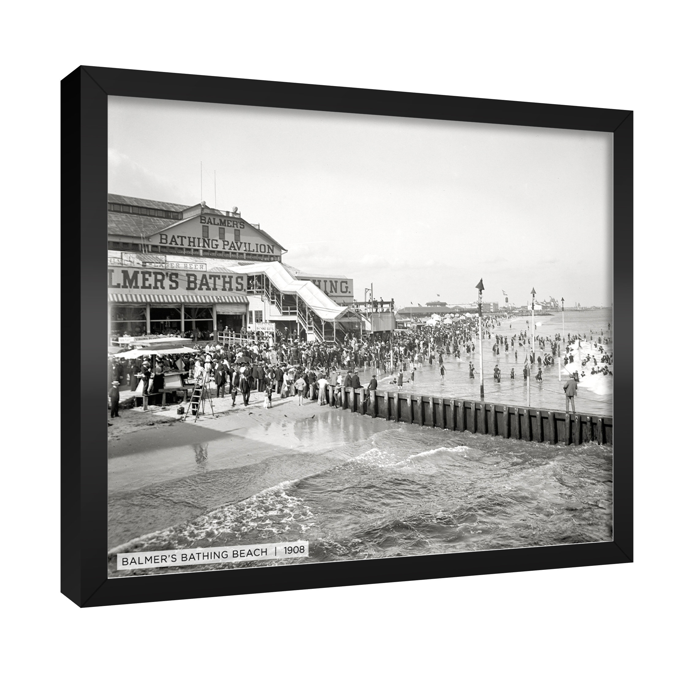Highland Dunes Balmer's Bathing Beach 1908 Framed On Canvas Print | Wayfair