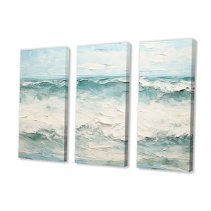 Design Art Minimalism Wave Horizon I - Coastal Ocean Canvas Art Set ...