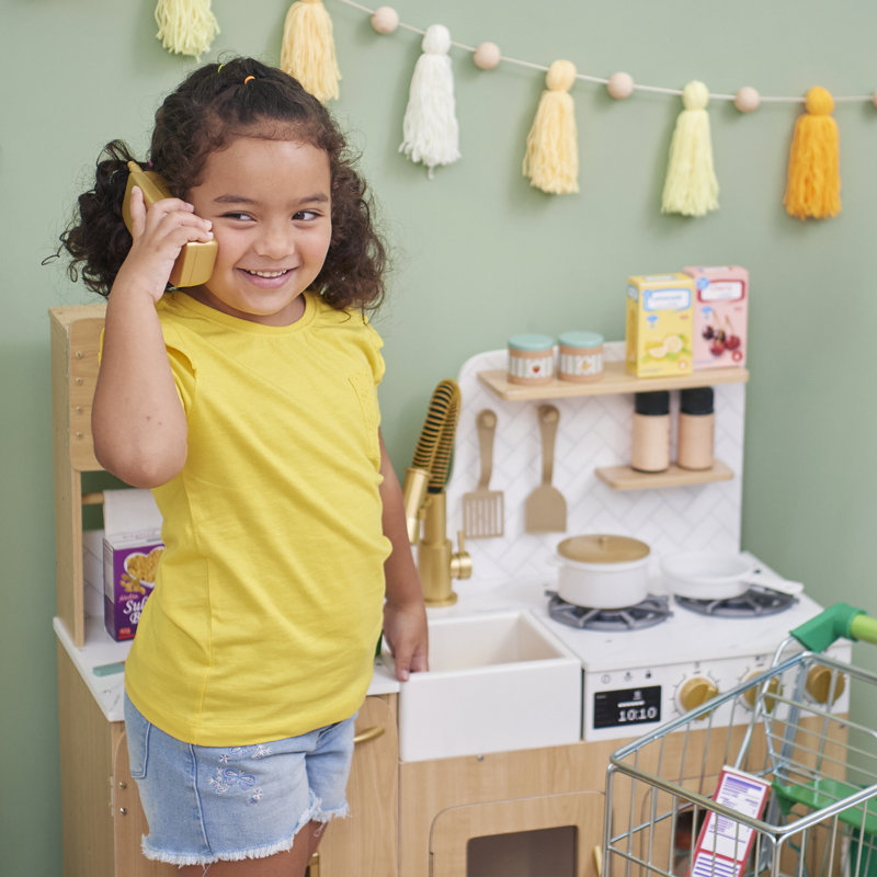 Teamson Kids Little Chef Cyprus Play Kitchen Set, Light Oak/White ...