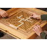 Latitude Run® Sharnetta Rustic Word Game Table with Removable Glass Top ...