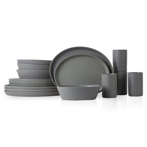 Stone by Mercer Project Katachi 16-Piece Dinnerware Set Stoneware ...