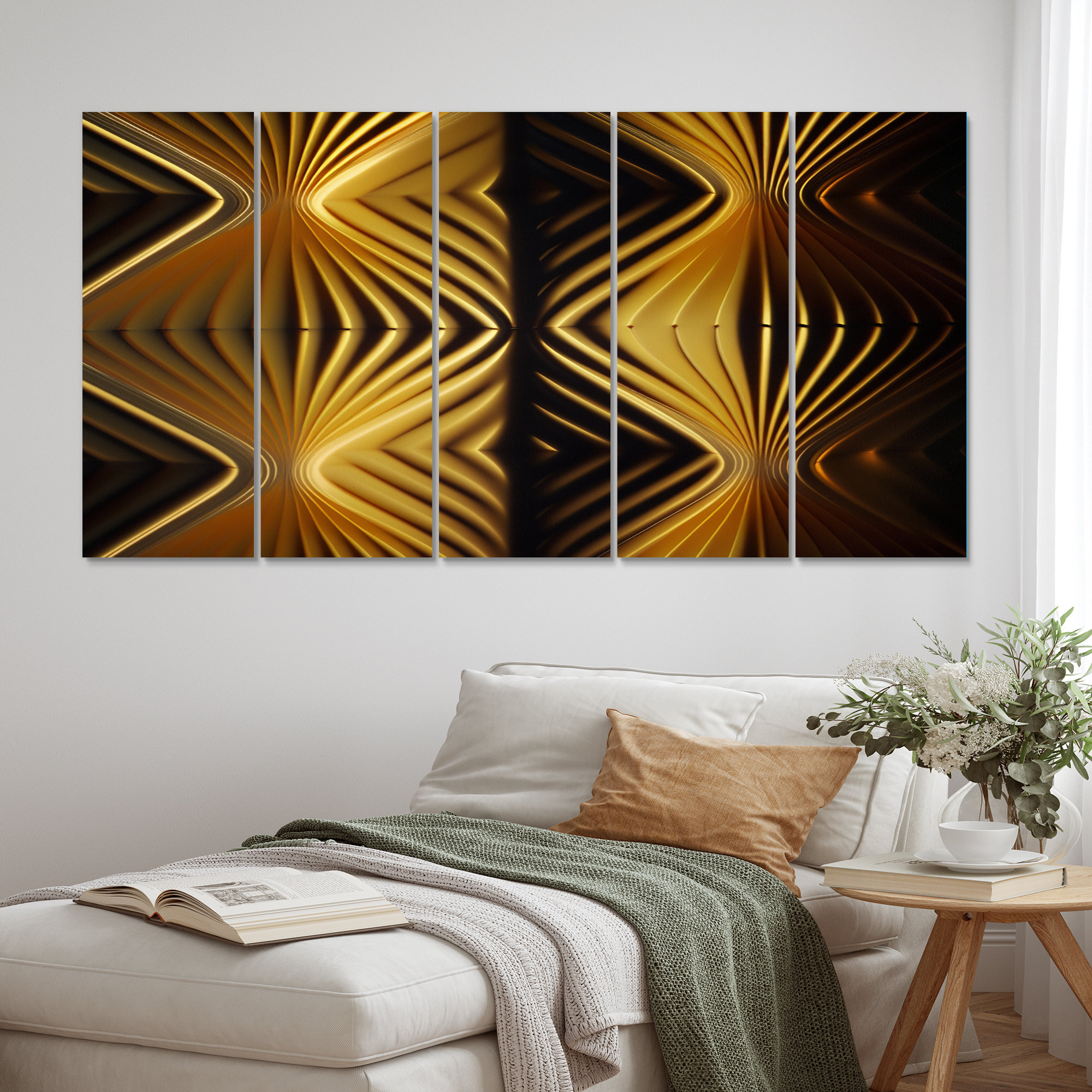 George Oliver Op-Art Retro Gold Geometric Dimensions I - Abstract ...