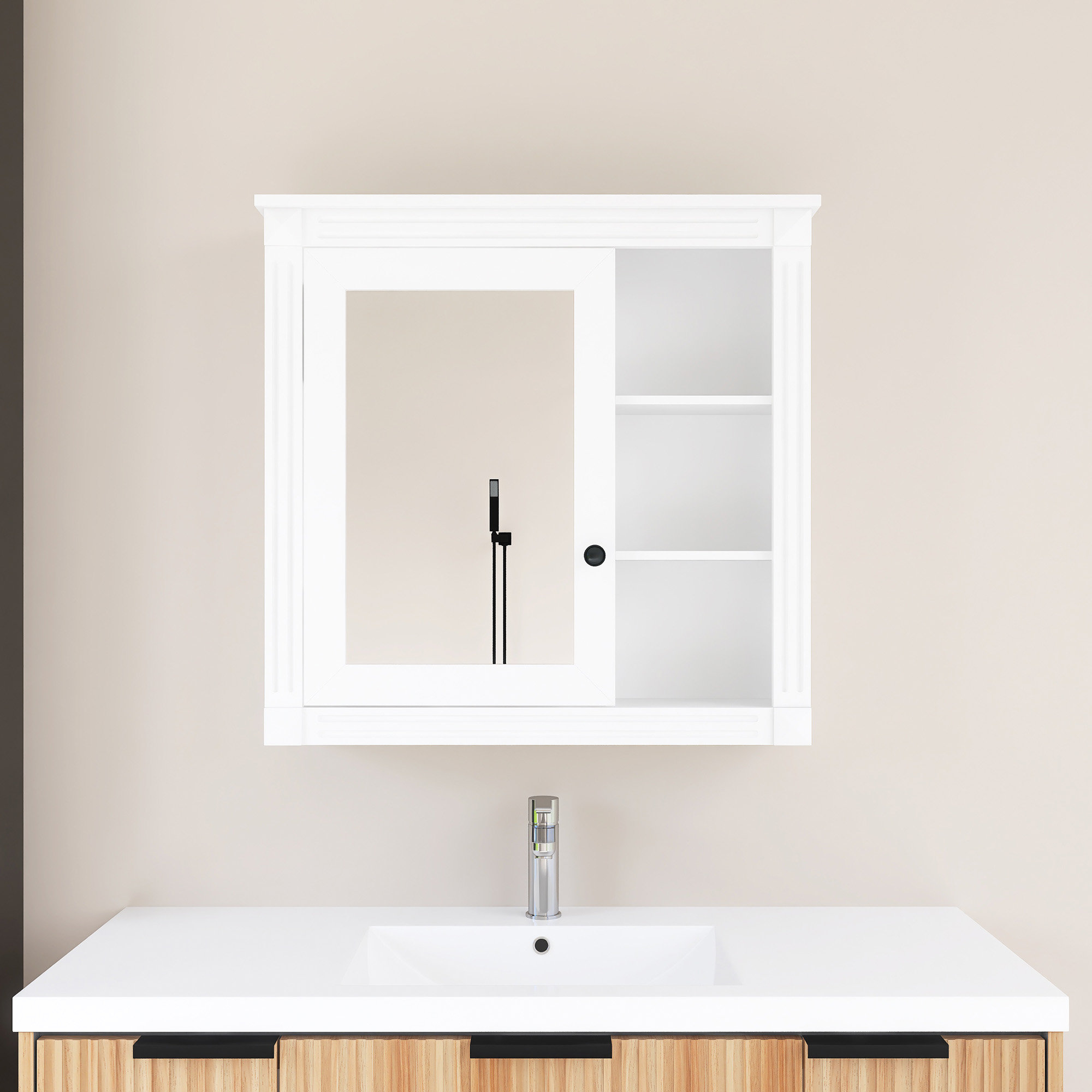 Winston Porter 30'' X 28'' Bathroom Medicine Cabinet With Mirror | Wayfair