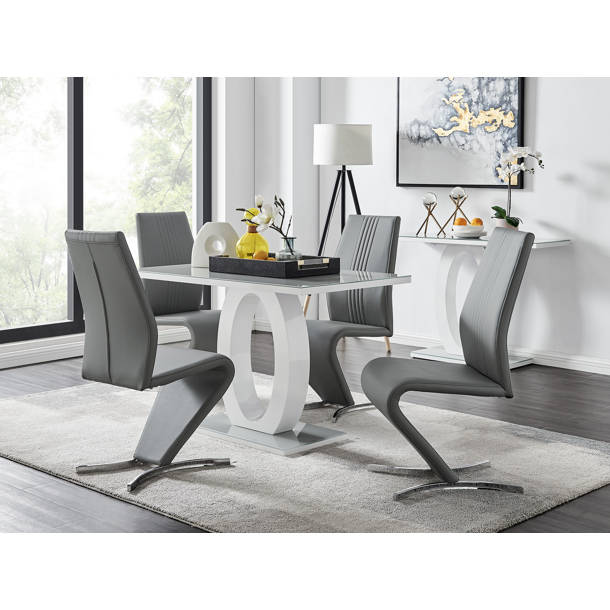 East Urban Home Scottsmoor Modern High Gloss Halo Luxury Dining Table ...
