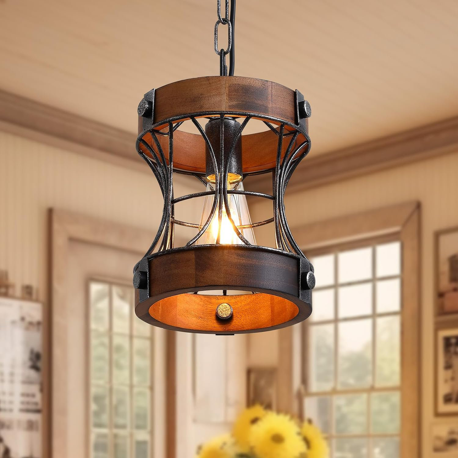 Williston Forge Modern Farmhouse Chandelier Light, Rustic Wood And ...